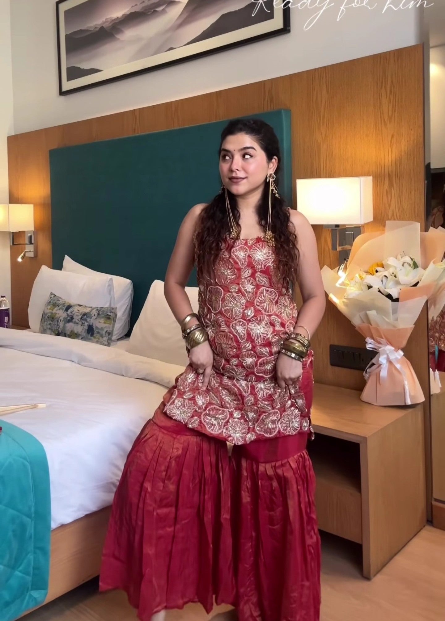 Most Beautiful Rust Colour Festive Wear Look Top Sharara and Dupatta W